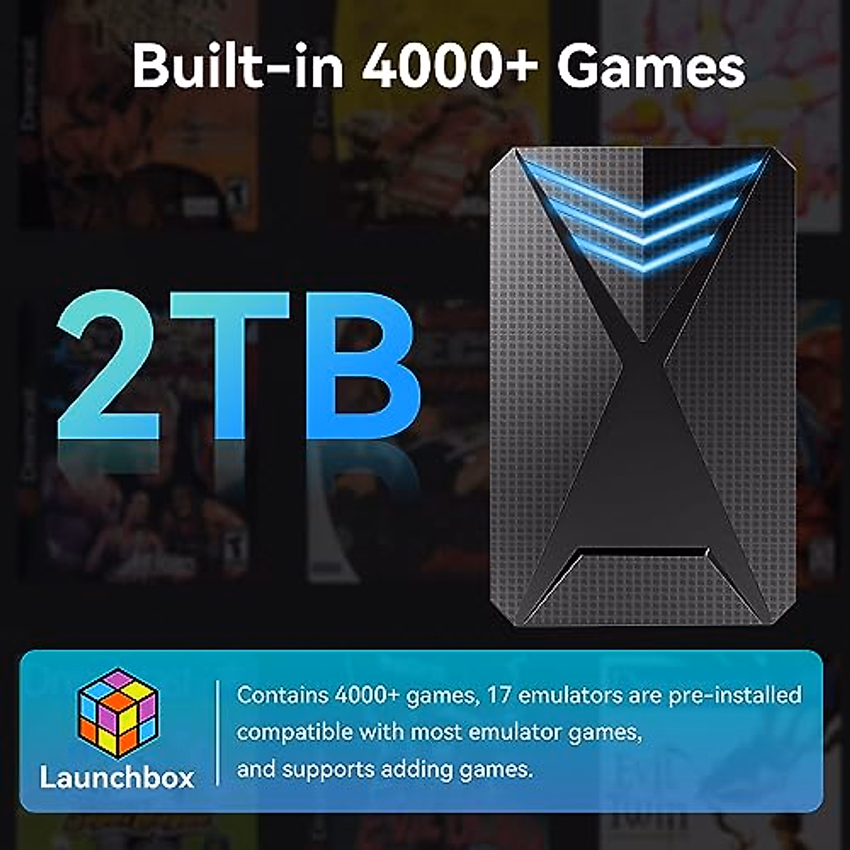 Retro Game Console, Emulator Console Built-in 4000+ Games, Plug and Play in Windows, Compatible with PS3/PS2/PSP, USB 3.0, 18 Emulators, Support Adding 70+ Emulator Games