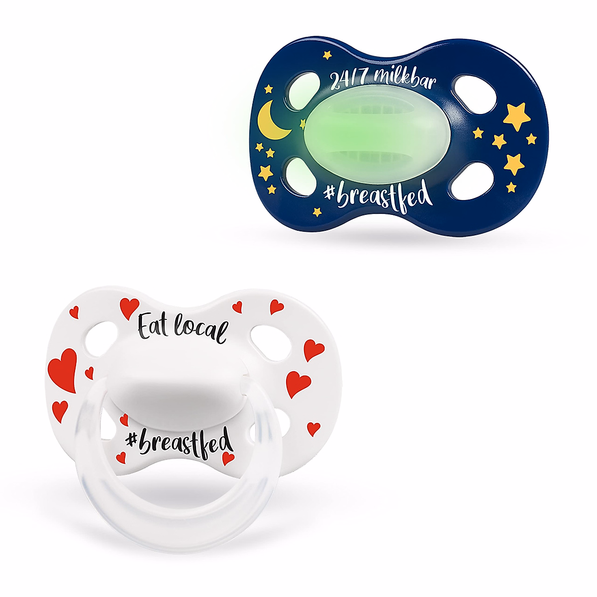 Medela Baby Pacifier | Day and Night Glow in The Dark | 6-18 Months | 2-Pack, Lightweight | BPA-Free | Supports Natural Suckling | Eat Local and 24/7 Milkbar