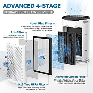 iSingo AirMax8L True HEPA Replacement Filter for Okaysou AirMax8L Air Purifier, 3-in-1Blue Ultra-Filter True HEPA Filter & 2-in-1 Duo-Filter Carbon Filter
