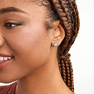 MORGAN & PAIGE 925 Sterling Silver Cubic Zirconia Pave Star Stud Earrings