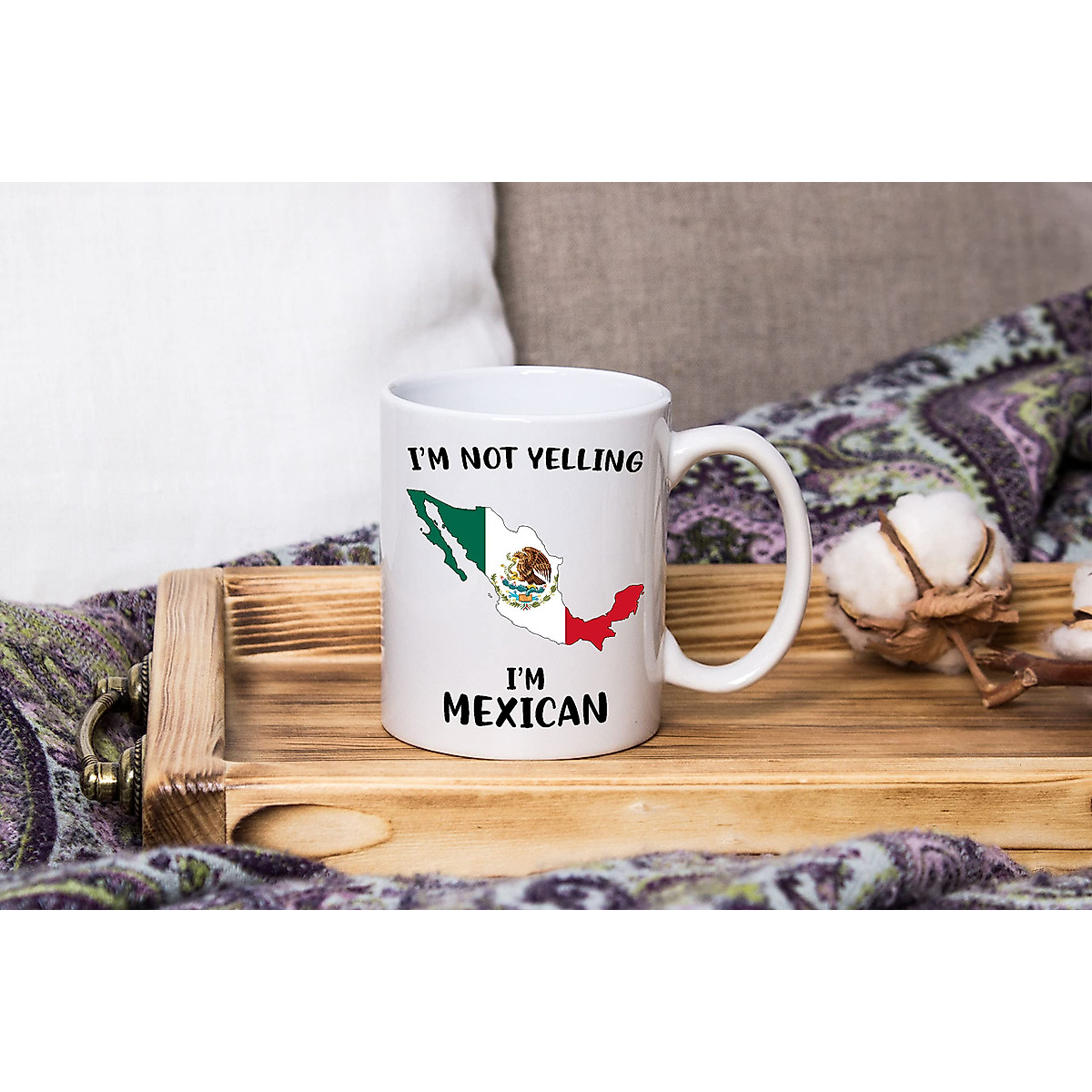 Funny Mexico Pride Coffee Mugs, I'm Not Yelling I'm Mexican Mug, Gift Idea for Mexican Men and Women Featuring the Country Map and Flag, Proud Patriot Souvenirs and Gifts