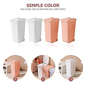 HANABASS Car Trash Bin Pencil Cup Desktop Organizer 4pcs Small Trash Can Mini Trash Bin with Lid Desktop Organizer Pen Holder Garbage Truck Toy Garbage Trucks Trash Cans