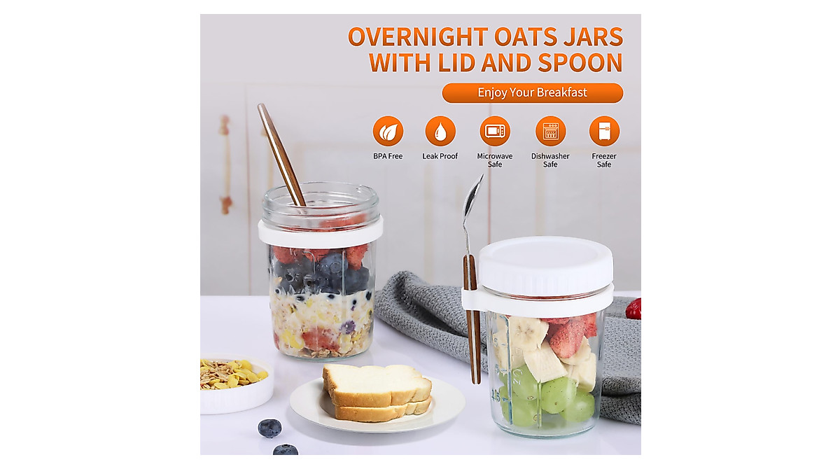 Woisut Overnight Oats Containers - Durable & Airtight