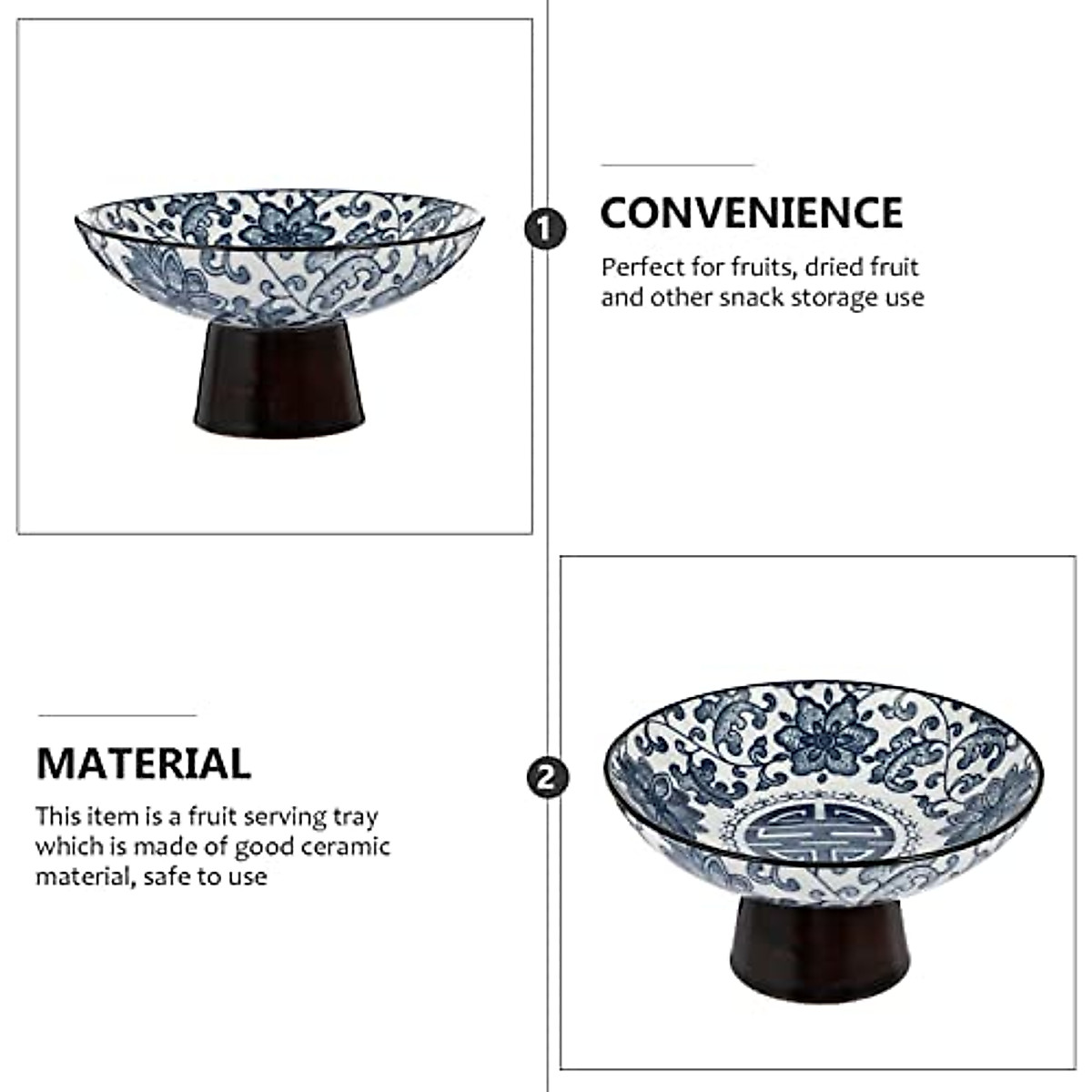 Luxshiny Cake Ceramic Footed Bowl Round Bowl Fruit Bowl Holder Cupcake Dessert Display Stand for Wedding Birthday Tea Party Kitchen Table Centerpiece Blue Fruit Bowl Fruit Bowl Fruit Bowl Fruit Bowl