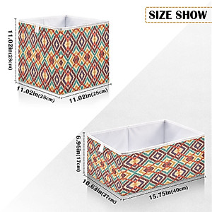 ALAZA Collapsible Storage Cubes Organizer,Indian Zig Zag Chevron Storage Containers Closet Shelf Organizer with Handles for Home Office