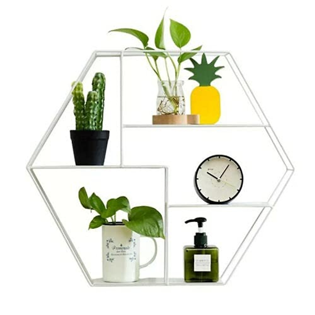 CNCEST White Wall Shelf White Hexagon Shelves Iron Wall Mounted Floating Shelf Shelves Bookshelf Hexagon Shelf Geometric Display Honeycomb Shelves Unit Shelf