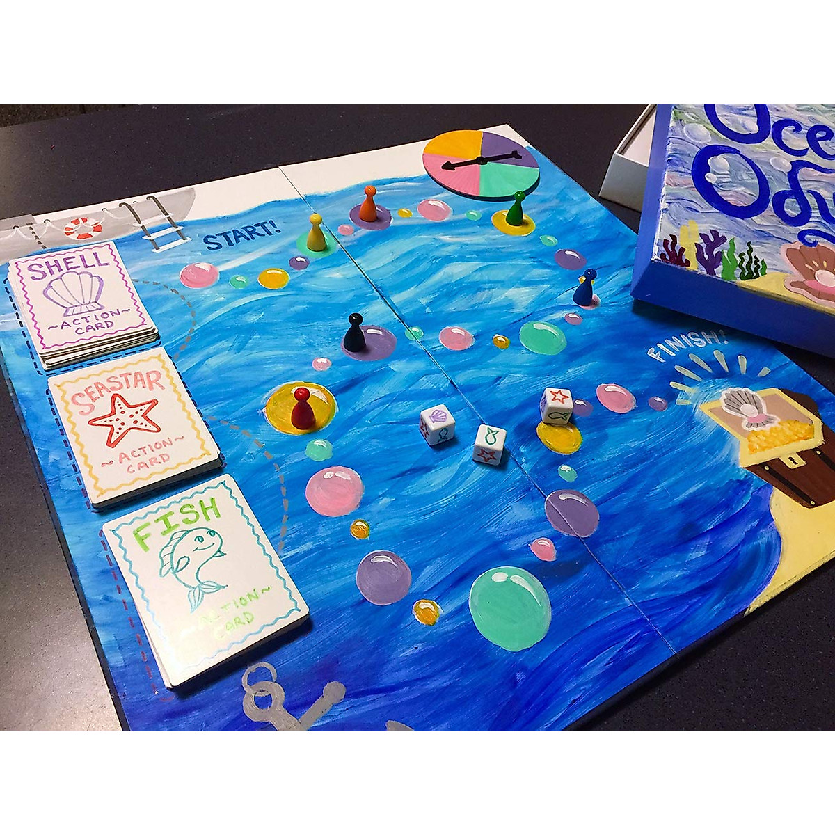Create Your Own Board Game Set – DIY Kit with Blank Game Board, Game Pieces, Blank Cards, Dice, Spinner – Build Your Own Game for Family Board Games
