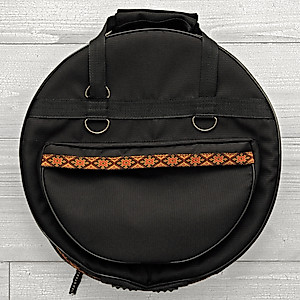 GUDA DRUM Freezbee Black with Ice Flower design, FREE Rope Decoration and Travel Bag