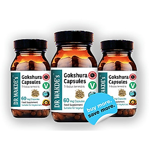 DR WAKDE'S Gokshura Capsules (Tribulus terrestris, 60 Veg Caps, Plant-Based Supplement, Ayurvedic Herb, All Natural, Vegan)