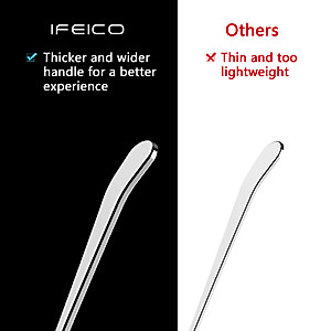 6.3-inch Round Soup Spoons, Thick Heavy Duty 18/10 Stainless Steel Dessert Spoons, Spoons Silverware for Bouillon Milk Soup Hot Chocolate Tea Gift, Set of 8