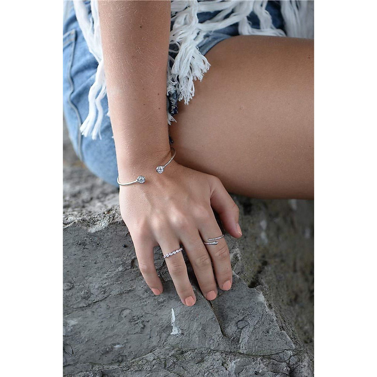 LEMON GRASS Little Silver Snake Ring Adjustable One Size