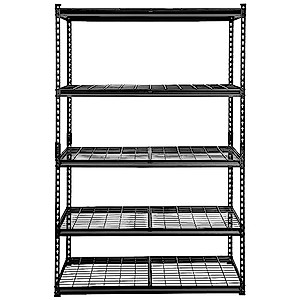 VEVOR Storage Shelving Unit, 5-Tier Adjustable, 2000 lbs Capacity, Heavy Duty Garage Shelves Metal Organizer Wire Rack, Black, 48" L x 24" W x 72" H for Kitchen Pantry Basement Bathroom Laundry Closet