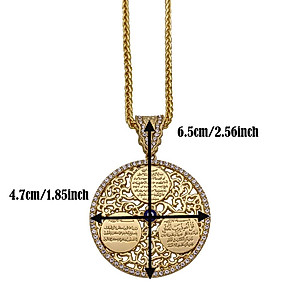 ZKDC Islamic Allah Al Qalam AYATUL KURSI EVIL EYE 60cm chain Necklace Surah Muslim Quran Vanyakad