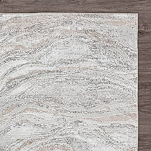 GLORY RUGS Abstract Area Rug Modern Contemporary Faded Soft for Living Room Dining Room Bedroom Home and Office (108CreamGold, 8x10)