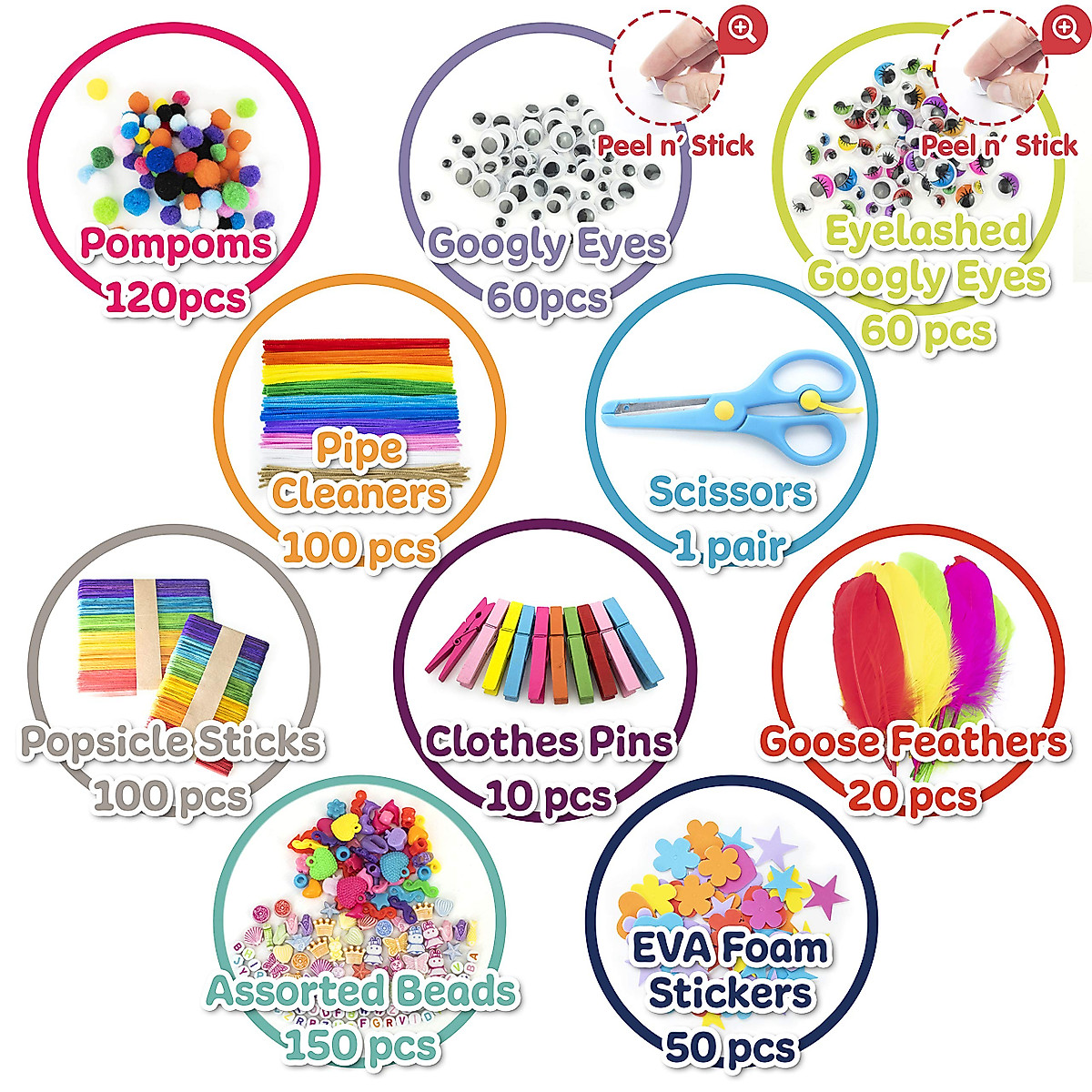 Olly Kids Arts and Crafts Supplies for Kids Girls 4 5 6 7 8 9 10 11 & 12- Ultimate Crafting Supply Carboodle in Portable 3 Layered Plastic Art Box