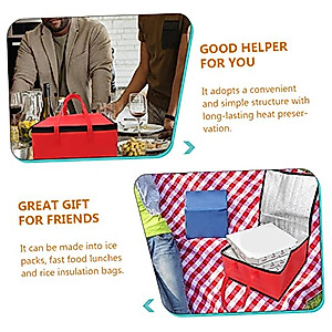 KICHOUSE Insulation Bags Shopping Tote Pizza Warmer Bag Food Warmer Bag Insulated Food Bag Transport Tote Water Resistant Bag Picnic Strap Bag Reusable Food Bag Red Non-woven Fabric