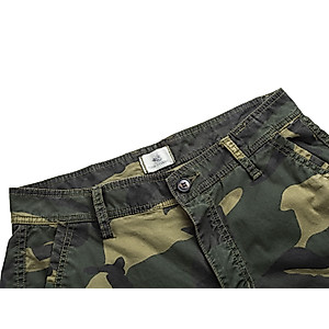 FOURSTEEDS Women Camouflage Cargo Shorts Athletic Cotton Multi-pocket Capri Casual Summer Shorts Army Green Camo US 16