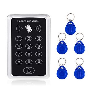 AMOCAM Door Access Control System, Stand-Alone Password Keypad + 5PCS Key Fobs Keychains for Entry Home Security Access Controller