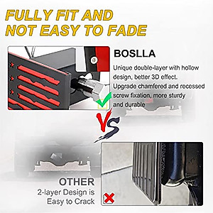 boslla Trailer Hitch Cover for 2" Receivers, Heavy Metal Tow Hitch Cover USA American Flag Hitch Receiver Cover with Gasket and Installation Tools Pins for Trucks Cars (Black Hollow-Out)