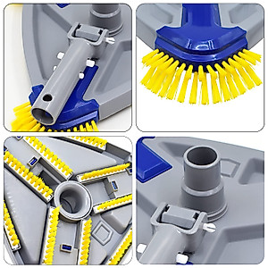 AgiiMan Pool Vacuum Head for Above Ground Pools, Inground Pool Vacuum Head with Swivel Hose Connection and EZ Clip Handle, Clean Corners - Safe for Vinyl Pools, Yellow