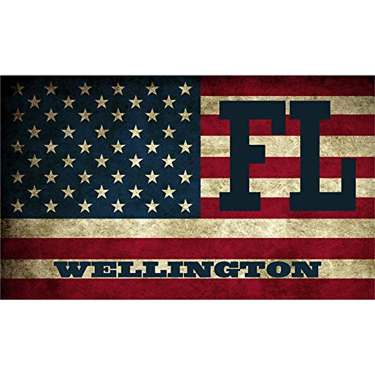 (x3) 2x3 inch Stickers | Reflective Wellington FL Florida Palm Beach County Vintage US Flag Sticker Graphic - Construction Toolbox, Hardhat, Lunchbox, Helmet, Mechanic, Luggage