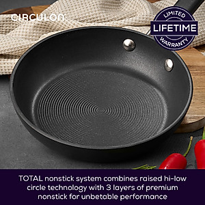 Circulon Premier Professional Hard Anodised 20/28 cm Frying Pan Twin Pack Set, 2-Piece - Black