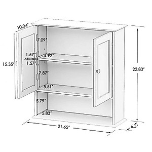 Bathroom Medicine Cabinet Wall Mounted with Double Mirror Doors, Wooden Hanging Bathroom Cabinet with Doors and Shelves, Bathroom Wall Mirror Cabinet, Multipurpose Wall Mounted Storage Cabinet, White