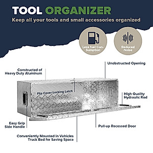 ARKSEN 49 Inch Heavy Duty Aluminum All Purpose Underbody Lock Storage Trailer Truck Trailer Chest Box Underbed Tools Organizer with Side Handle and Key Set – Silver