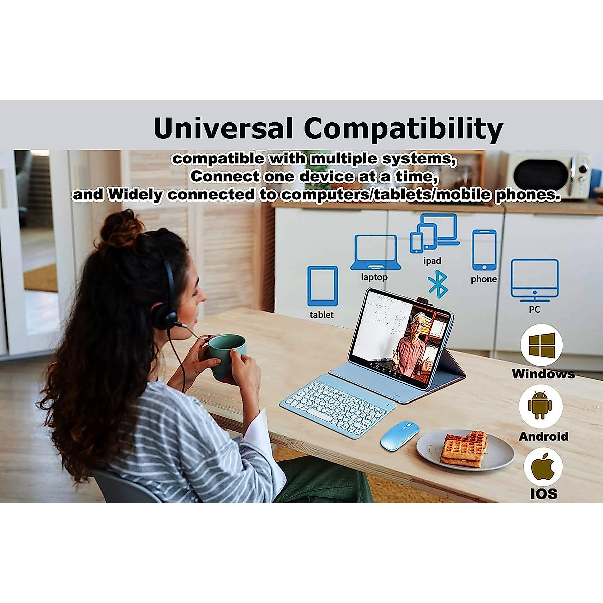 Wireless Bluetooth Keyboard and Mouse Combo Portable Mini Small Slim Compact Typewriter Ergonomic Travel Bluetooth Keyboard Mouse for iPhone iPad Mac Macbook Pro Laptop Android Phone Samsung Tablet