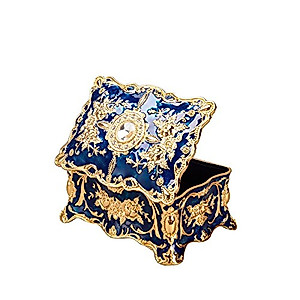 Feyarl 4.72inch Vintage Small Trinket Box Little Jewelry Ring Earring Chest Keepsake Treasure Box Ornate Decorative Coins Collection Box with Dividers inside for Mother's Day Birthday Gift