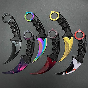 Karambit Knife Trainer Stainless Steel Practice Karambit Knife Fixed Blade Training Karambit Knife with Sheath and Cord Suitable for Hiking, Adventure, Survival and Collection 2 Pieces(Black Red)