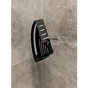 QWWSS Shower Caddy, Non-Marking self-Adhesive Shower with Removable 4 hooksframebathroom Must Haves，SUS304 Black Shower Organizer,Kitchen Spice rack-2-pack