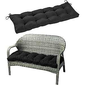 Indoor/Outdoor Bench Cushion,Swing Cushion,Garden Bench Cushion,Soft Thick and Comfy Swing Chair Replacement Seat Pads Cushion Pillow for Lounger Garden Furniture Patio Metal Wooden Bench (A/Black)