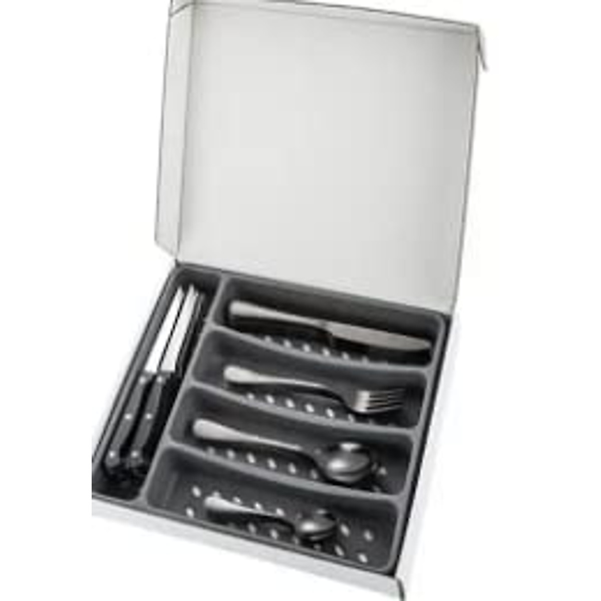 30 Piece Flatware Set for 6, Large Fork, Large Spoon, Small Spoon, Table Knife, Steak Knife