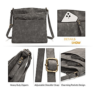 KouLi Buir Crossboby Bags for Women Soft PU Leather Purses Shoulder Handbags Tin Grey