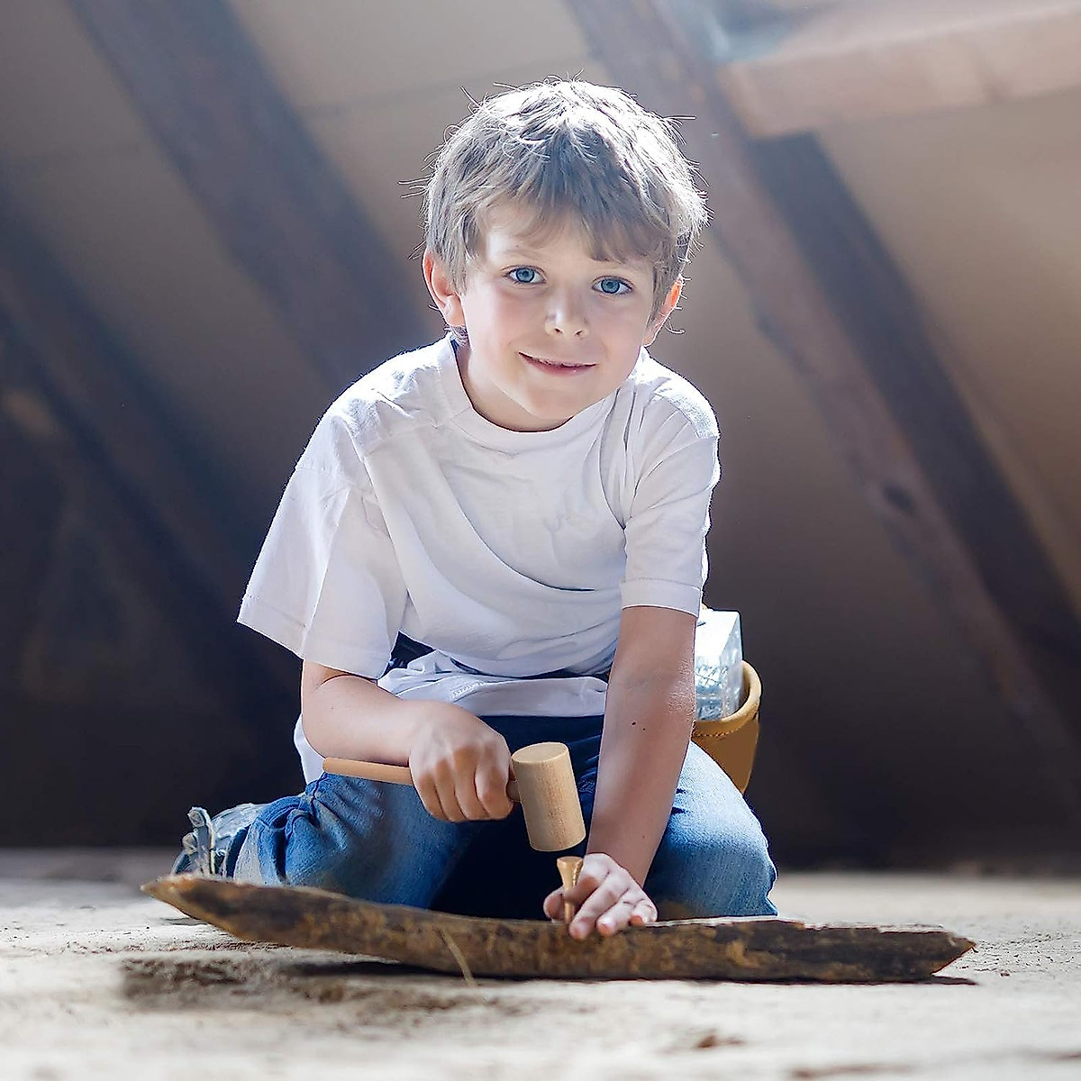 KIHACO Hammering and Pounding Toys for Kids Include 1 Wood Hammer and 30 Bamboo Nails Improve Fine Motor Skills Friendly Natural Wooden Educational Montessori Toy for Childs DIY Birthday Gift for 4+