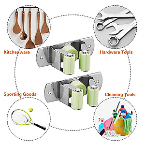 Ikasus Heavy Duty 5PCS Broom and Mop Holder, Orange, Stainless Steel