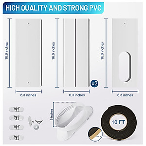 Pomeat Portable AC Window Kit with 5 inches Coupler, Adjustable AC Vent Kit Universal Window Seal Kit for Portable Air Conditioner, Adjustable Length 17 inches-60 inches