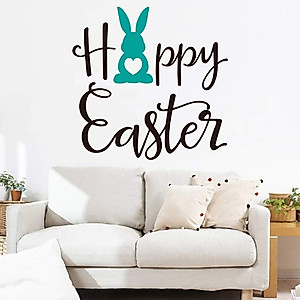 Summerjokes Happy Easter Funny Wall Sticker Decals Vinyl Removable Room Home Decoration, Family Living Room Kitchen Hotel Lobby Party Decoration Wall Decoration Glass Window Decoration