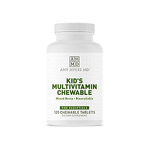Dr. Amy Myers Kids Multivitamin Chewable for Optimal Health - Activated B Vitamins, Zinc, Selenium, Iodine + More - 23 Vitamins & Minerals, Gluten Free - Berry Flavor, 120 Tablets