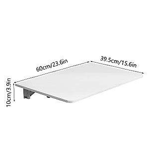 Wall Mounted Folding Table, Drop Leaf Wall Shelf, Floating Foldable Table, Mounted Desk for Small Spaces, Wooden Space Saving Hanging Table for Study Bedroom Laundry Balcony Kitchen, White