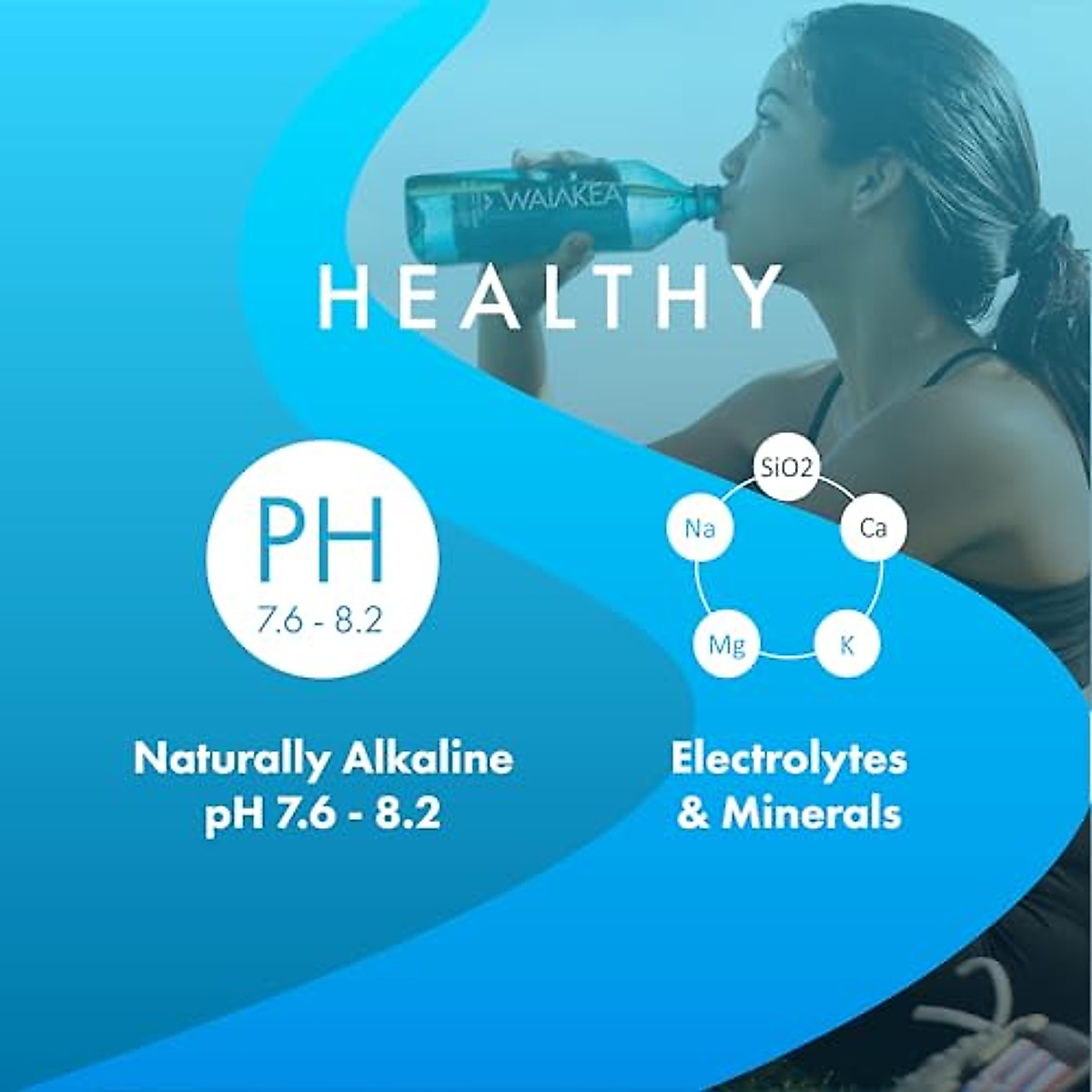 Waiakea Hawaiian Volcanic Water, Naturally Alkaline, 100% Recycled Bottle, 16.9 Fl Oz (Pack of 24)