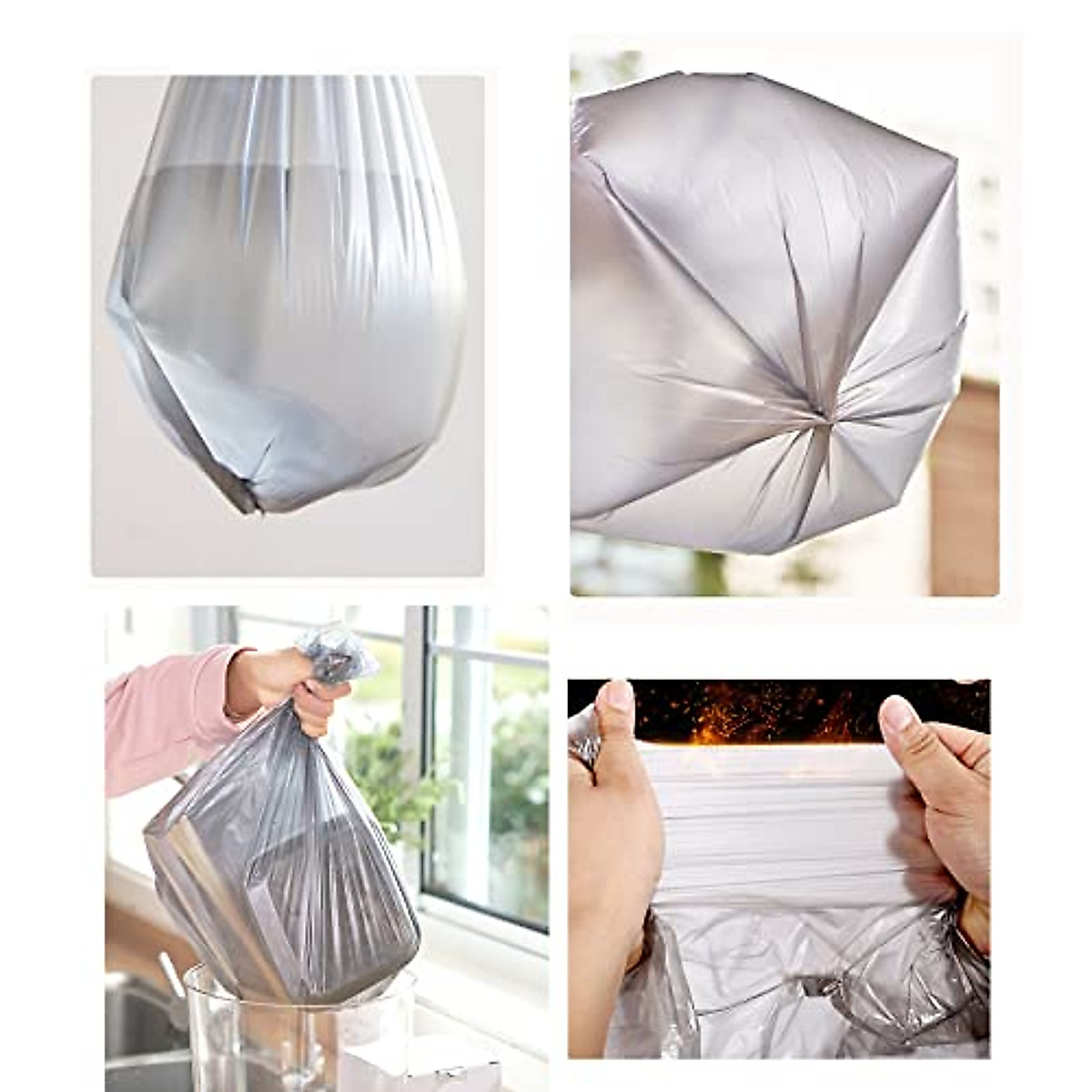 4 Gallon Bathroom Trash Bags ,6 Rolls 120pcs Small Trash Garbage Bags, Disposable Trash Bags for Office, Bathroom Wastebasket Waste Bin (Silver 120 Count)