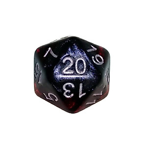 Marbled Black with a Ruby Red Translucent Vein Set of 10 Dice for Role-Playing Games (Includes a d20 Initiative Advantage Die and Two Special d6 Max Damage Dice) RPG