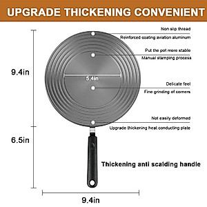 AHOUGER Heat Diffuser For Gas Stove,9.4''Heat Diffuser Plate Upgrade Thickening with Anti-Scalding Handle,Range Heat Diffuser Stove Top,Protects Pot Cookware Accessories