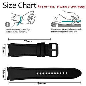 Abanen Watch Band for Samsung Galaxy Watch 5 40mm/44mm, Galaxy Watch 6 40mm/44mm, Soft Genuine Leather Hybrid Silicone Sweatproof Wristband Strap for Galaxy Watch 4 40mm/44mm (Black)