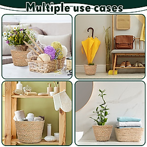 Mumufy 6 Pcs Seagrass Planter Basket Flower Pots Cover Plant Baskets Hand Woven Plant Basket Storage Containers with Plastic Liners for Indoor Outdoor Flower Pots Decoration 10, 7, 8.3 Inch(Classic)