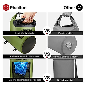 Piscifun Dry Bag, Waterproof Floating Backpack with Waterproof Phone Case for Kayking, Boating, Kayaking, Surfing, Rafting and Fishing, Light Blue 20L