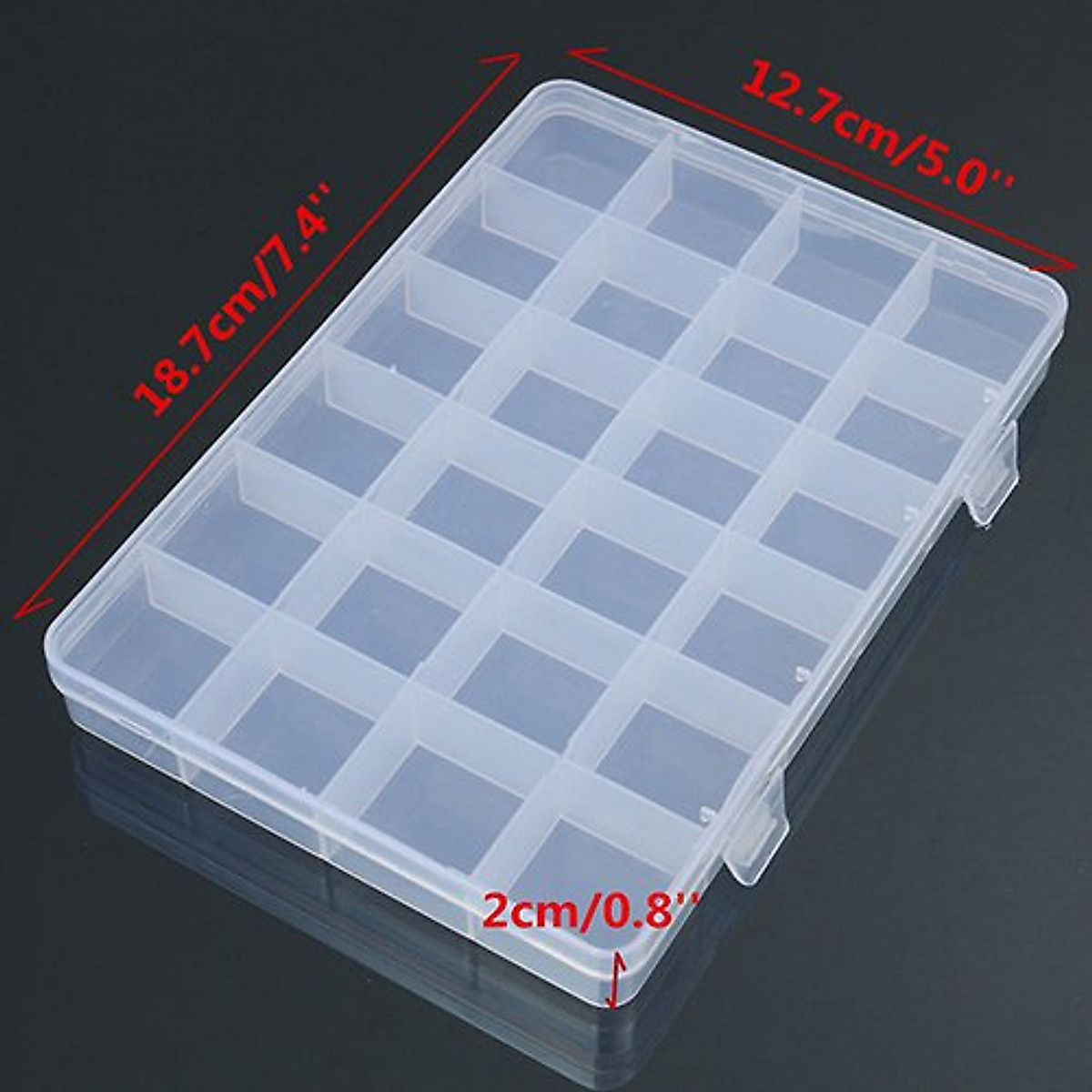 lightclub Transparent 24 Compartments Plastic Box Case Jewelry Bead Storage Container Craft Organizer with Divider and Compartments for Earring,Rings.Necklaces,Bracelet,Anklet 1…