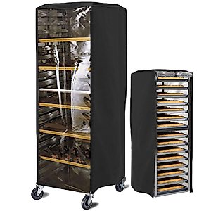 YOUSEEN Pan Bun Rack Cover,High Density Waterproof and Dustproof Bread Rack Cover,23" W x 28" D x 64" H,Bakery Single Rack Covers,Front Clear PVC,Black.